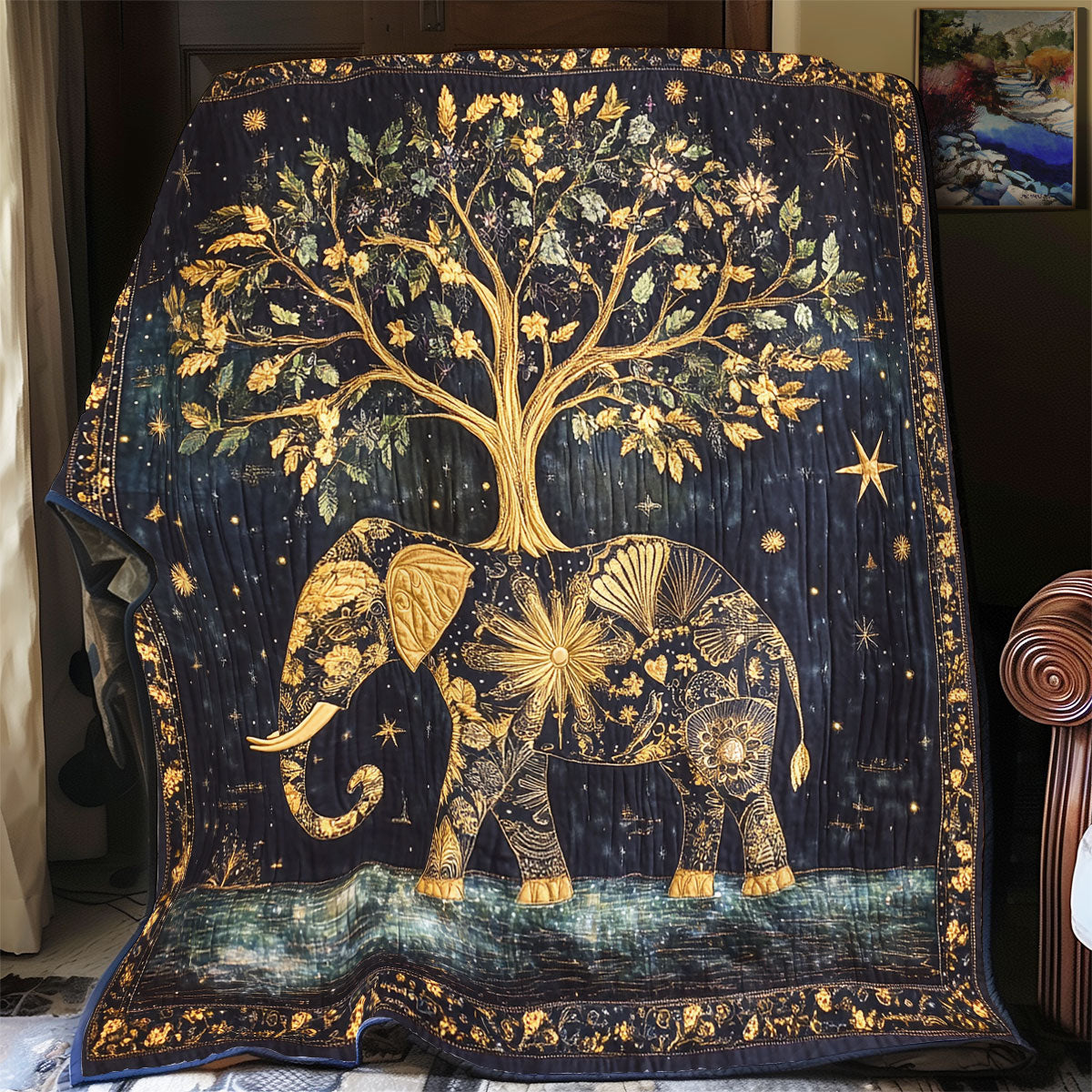 Boho Elephant Tree Of Life WU1303106CL Quilt – Snugnique